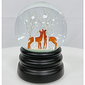 Ashfield & Harkness Deer and Tree Decorative Snow Globe with Wind Up Music Box