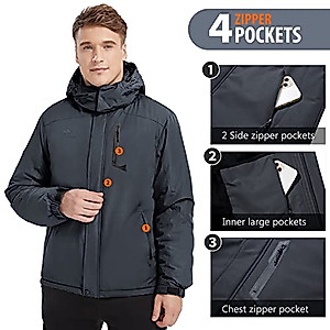 GOLDEN CAMEL Men's Winter Jacket Windproof Ski Snow Jacket Waterproof Thicken Parka Rain Jacket Warm Puffer Coat