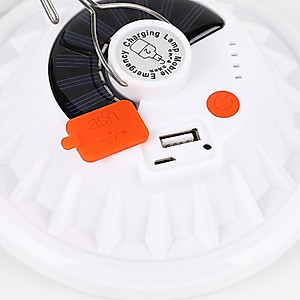 USB Solar Camping Light with120 LED and Remote Control,Rechargeable 5 Working Modes Hanging Tent Lantern,IPX4 Waterproof Emergency lamp with Power Display for Camping, Hiking, Outages, Garage