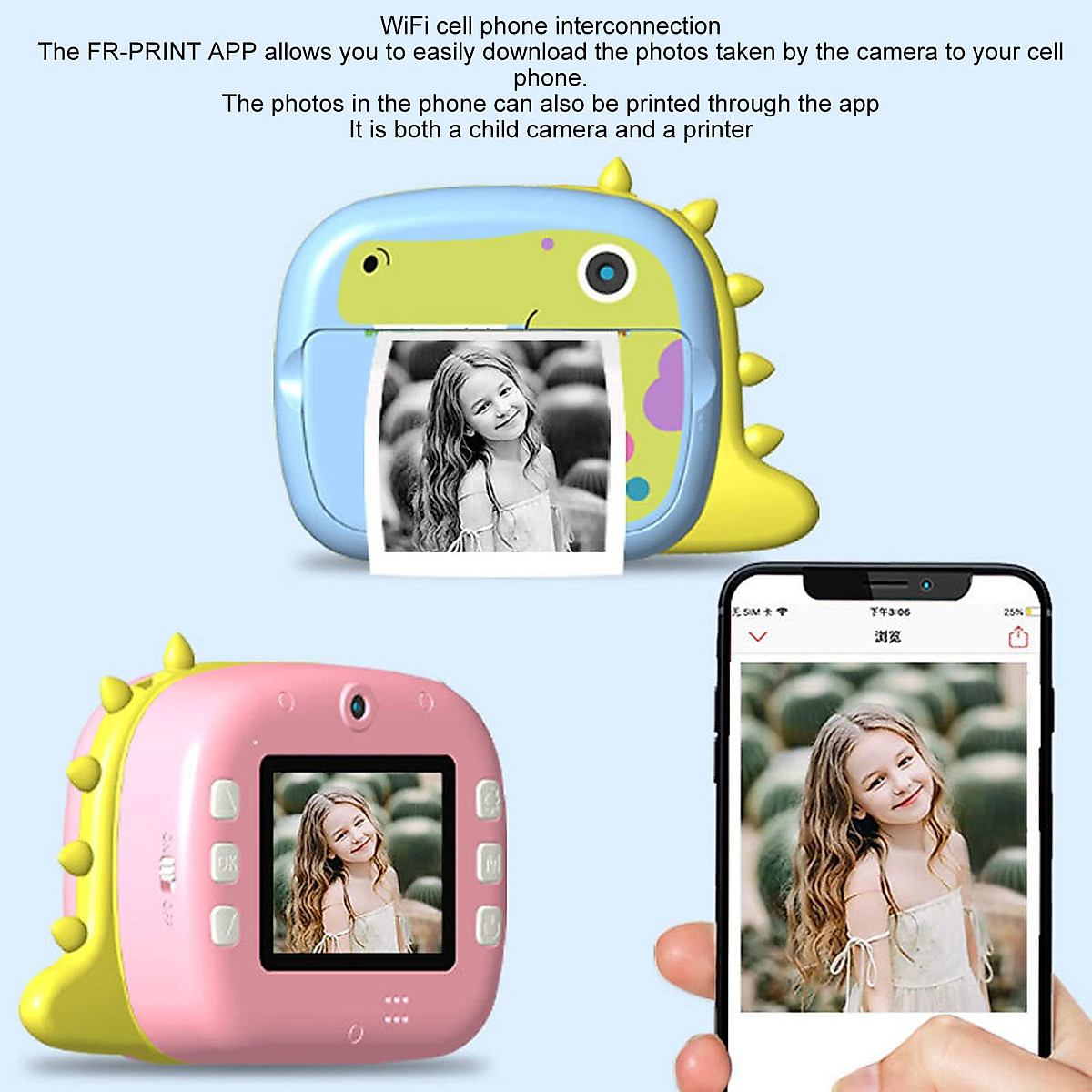 Kids Camera Instant Print, 12MP 8X Zoom Kids Digital Camera Kids Selfie Camera with Print Paper, Kids Video Camera Toddler Camera for Girls Boys Gifts (Pink)