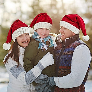 OCTEEN Santa Hat Christmas Hats Xmas Party Hat Red Knitted Beanie Hat For Adult Women Men