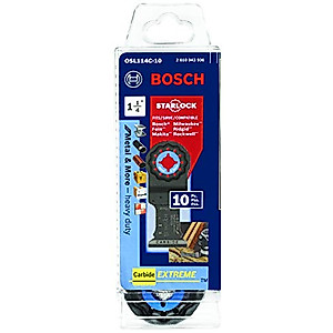 BOSCH OSL114C-10 10-Pack 1-1/4 In. Starlock Oscillating Multi Tool Metal & More Carbide Extreme Plunge Cut Blades for Cutting Iron Bar, Metal, Wood with Nails, Drywall and Tile
