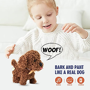 WEofferwhatYOUwant Plush Electronic Labradoodle Dog - Adorable Goldendoodle Teddy Bear Puppy- Walks, Barks, and Cuddles. Ages 18+ Months