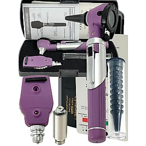 Premium Student Home USE LED Bright Light ENT Diagnostic Otoscope Orange Plus 1 Extra Replacement Bulb Plus 10 Specula Cynamed