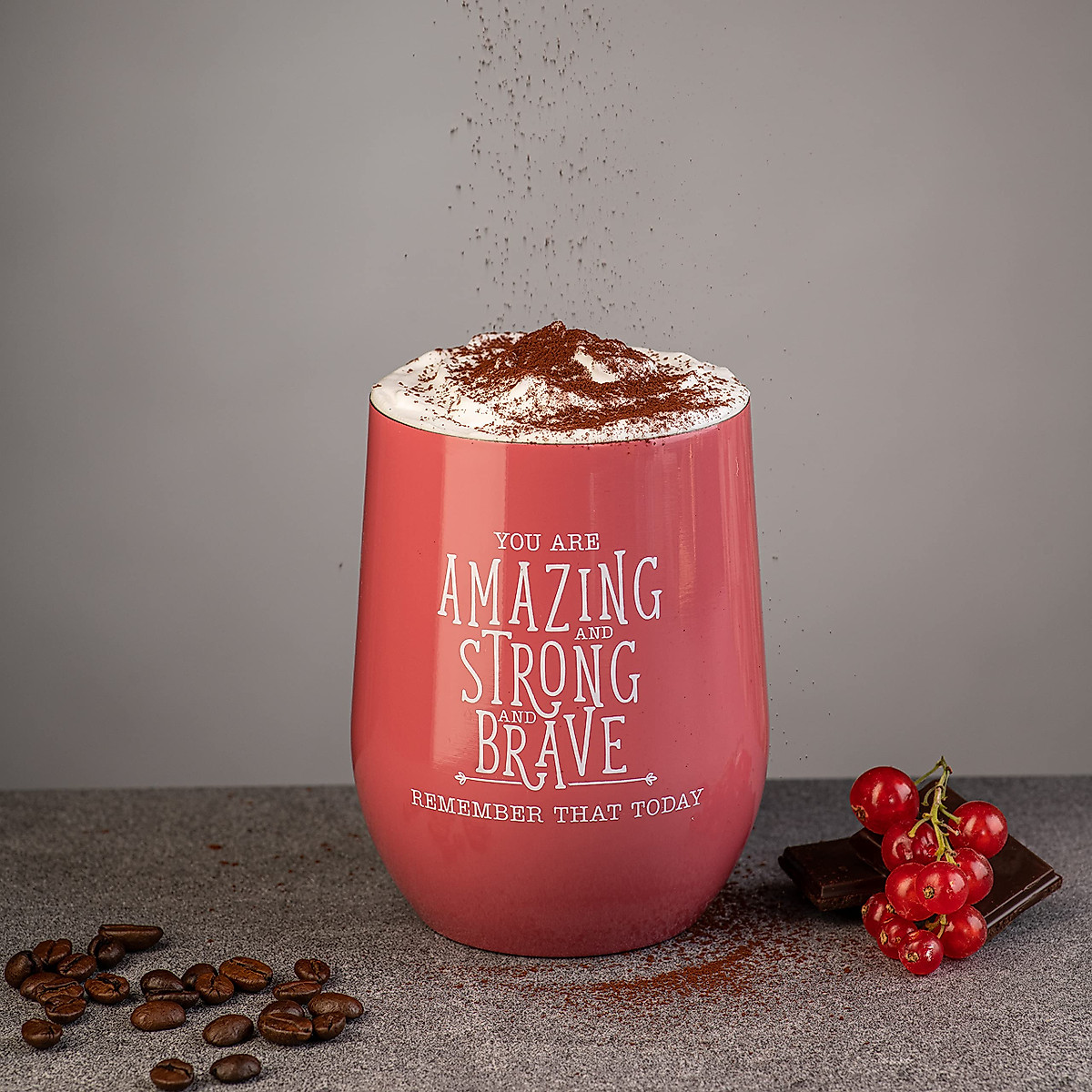 DIVERSEBEE Inspirational Thank You Gifts for Women, Mom, Sister, Wife, Coworker, Nurses, Best Friend, Encouragement Birthday Wine Gifts - Insulated Wine Tumbler Cup with Lid (Ruby)