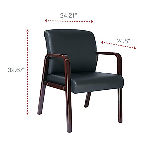Alera ALERL4319M Alera Reception Lounge Series Guest Chair, Mahogany/black Leather
