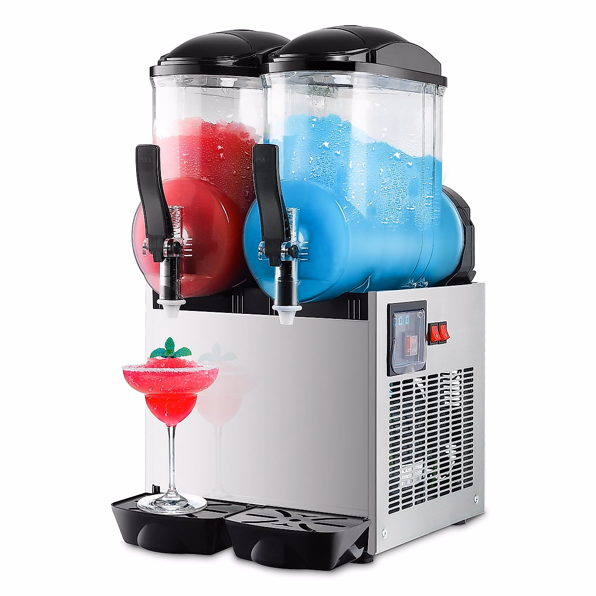 Commercial Slushy Machine, 30L Margarita Machine, Slush Frozen Drink Maker with Automatic Cleaning, Stainless Steel Margarita Smoothie Slushie Machine for Restaurant Bar Party
