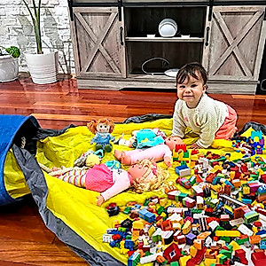 Nany Jeans Toy Storage Organizer and Play Mat for Kids - Collapsible XXL Toy Bag Storage Container for Building Bricks & Blocks - Toy Chest & Organizers with Drawstring Mat for Boys and Girls (Blue)