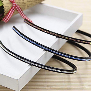 Ruihfas 6Pcs Bling Bling 1 Rows Crystal Rhinestone Headband for Women Girls Thin Hair Hoop Fashion
