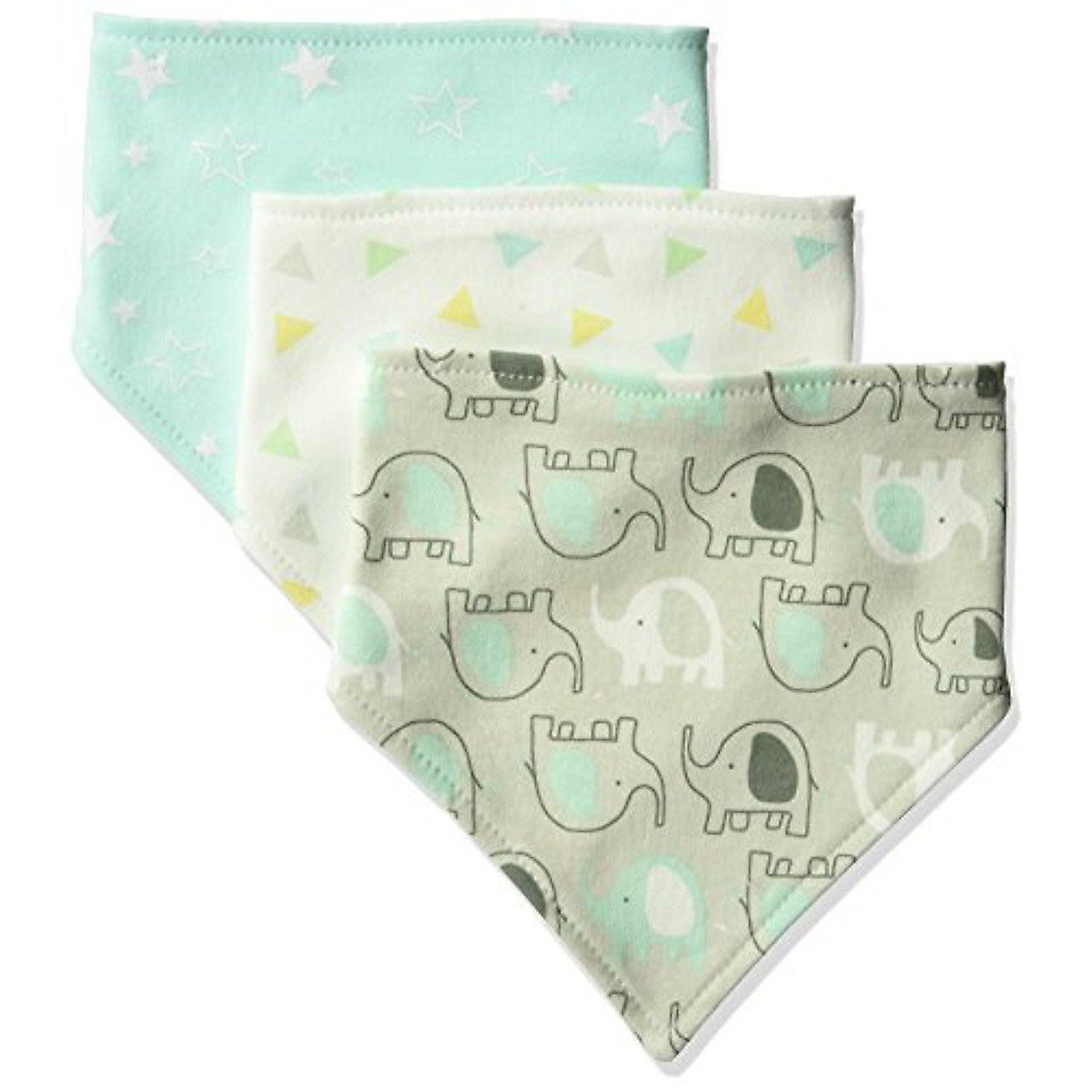 Luvable Friends Unisex Baby Cotton Bandana Bibs, Basic Elephant, One Size