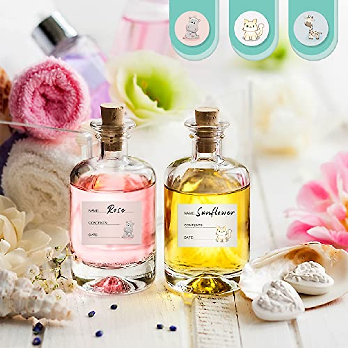 600 Pieces Baby Bottle Labels for Daycare Removable Writable Animal Labels Self-Laminating Water and Oil Resistant Name Labels for Baby Food, Bottles, Daycare (Light Colors)