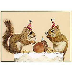 Designer Greetings Squirrels with Birthday Candle on Acorn Funny/Humorous Birthday Card