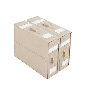 DYNAIZER Linen Closet Organizers and Storage for Bedding Storage, Folding Sheet Storage Organizer with Visible Window - Bedsheet Organizers for Blanket, Bedsheet, Duvet Cover, Pillowcases (Beige)