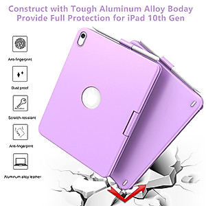 GGH Touchpad Keyboard Case for iPad 10th Generation,Multi-Touch Trackpad Keyboard Case with Apple Pencil Holder,360°Rotatable Protective Cover for Apple 2022 10.9-inch iPad(Light Purple)
