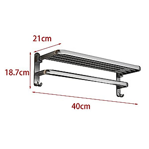 Bathroom Towel Rack Towel Shelf Bathrobe with Hooks Storage Towel Holder Hanger for Kitchen, Lavatory, Laundry Room, Hotel, 15.75x8.27x7.36inch