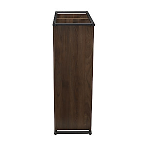 Household Essentials Mid Century Wide 3 Tier Book Shelf, Walnut Wood Finish