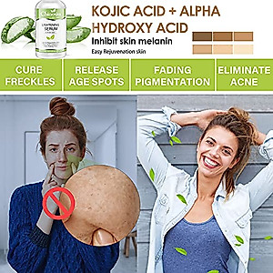 Dark Spot Corrector Remover for Face and Body, Skin Brightening Serum with Kojic Acid, Fade Dark Spots Hyperpigmentation and Melasma - 1 OZ