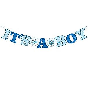 Auteby It's A BOY Banner Welcome Boy Baby Shower Party Decoration