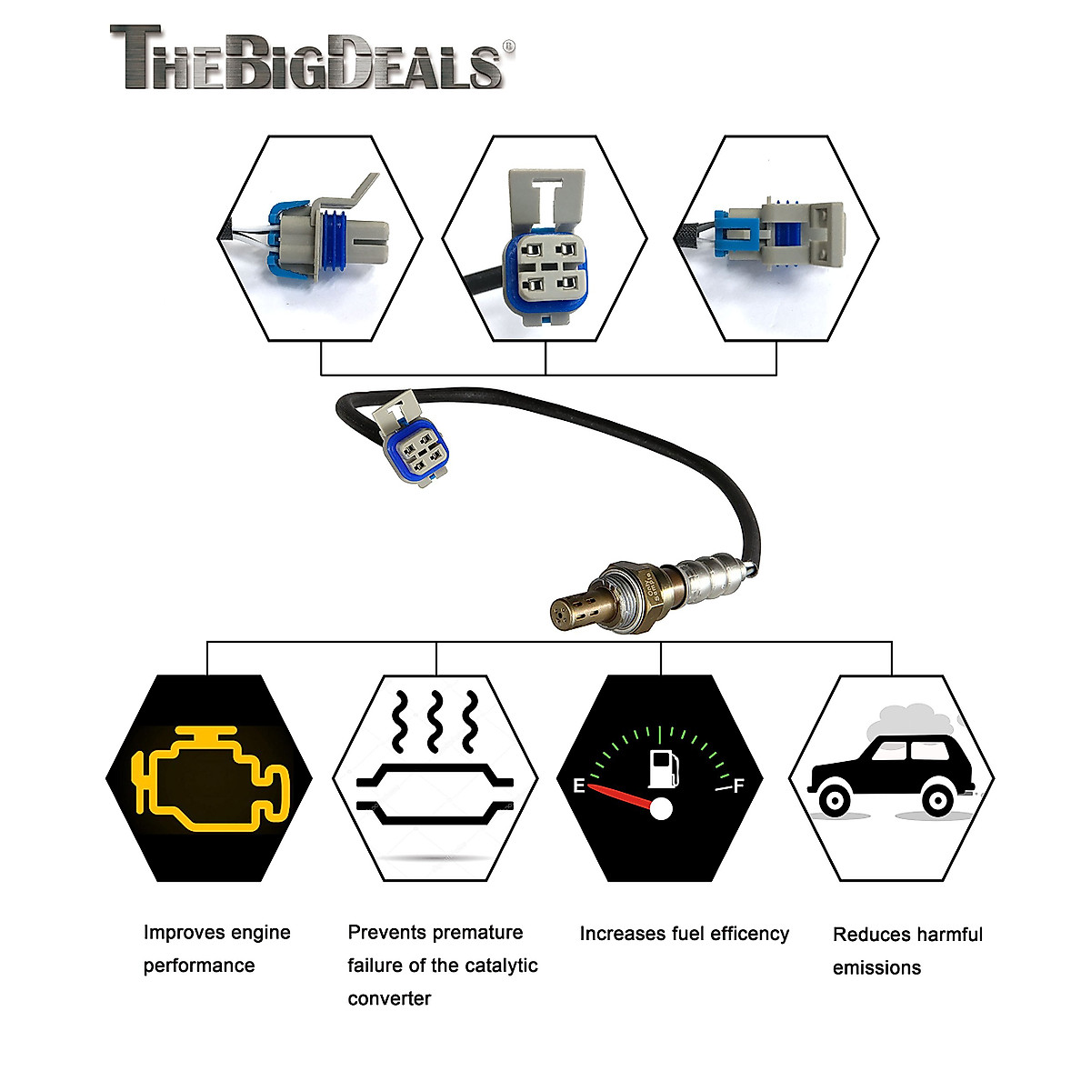 THEBIGDEALS T258951X Oxygen Sensor for Buick Cadillac Chevrolet GMC Hummer Isuzu Oldsmobile Pontiac Saab Saturn (Replaces Bosch 15895 ACDelco 213-3867 213-4229)