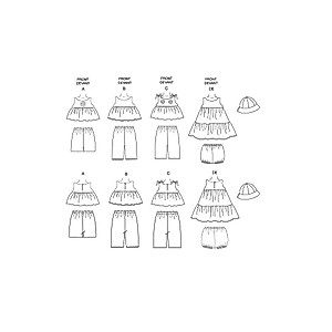 BUTTERICK PATTERNS B5017 Infants' Top, Dress, Panties, Shorts, Pants and Hat