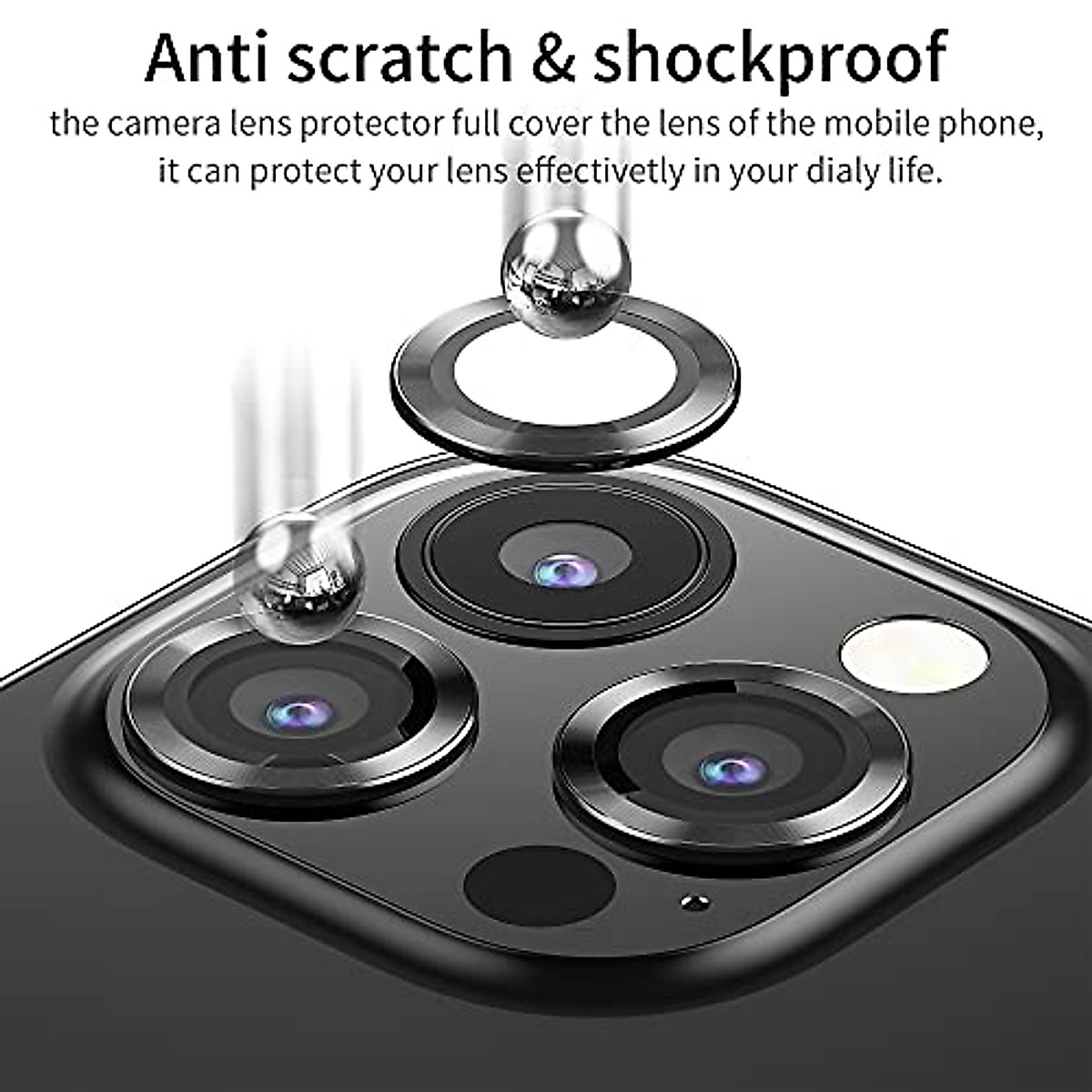 WSKEN [3+1] for iPhone 13 Pro Max (6.7 inch)/ iPhone 13 Pro (6.1 inch) Camera Lens Protector,Anti Scrach HD Tempered Metal Glass Camera Screen Protector Shockproof Cover Film,Graphite