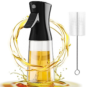 Leaflai Oil Sprayer for Cooking - 180ml Glass Olive Oil Sprayer Mister with Brush, Olive Oil Dispenser Bottle, Thick Glass, Kitchen Gadgets Accessories