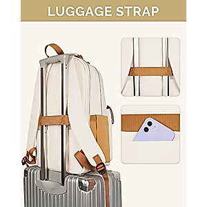 MATEIN Computer Backpack for Women, Large Anti Theft TSA 17 Inch Laptop Backpack with USB Charging Port, Durable Water Resistant Cute College Backpack Casual Daypack Purse for Work Travel, Beige