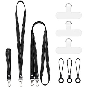 Rayboen Phone Lanyard Strap, 1x Wrist Lanyard, 1x Neck Strap, 1x Adjustable Crossbody Patch Lanyard, 3X Ultra-Thin Clear TPU Pads, Durable Nylon Lanyard Holder for iPhone Samsung Key Wallet ID Badge