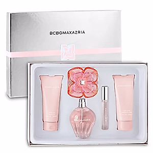 BCBGMAXAZRIA - Classic 4 Piece Fragrance Giftset for Women - (3.4oz/100ml EDP Perfume + 3.4oz/100ml Body Lotion + 3.4oz/100ml Shower Gel + 10ml EDP Rollerball)