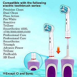 FIRIK Toothbrush Heads Replacement Compatible with Oral B: 8 Pack Professional Brush Head Refills for Braun Pro 1000/3000/5000/7000/8000/9000, Floss Action & Cross Action with Hygienic Caps
