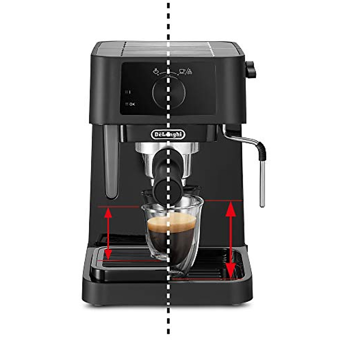 De'Longhi Stilosa EC230.BK, Traditional Barista Pump Espresso Machine, Espresso and Cappuccino, 2 cups, Black
