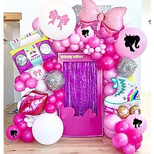 Pink Princess Balloon Garland Arch Kit Pink Girl Princess Theme Party Decoration Balloon Garland Set for Wedding Girl Birthday Kids Baby Shower Birthday Party Decorations (pink)