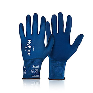 Ansell HyFlex 11-818 Ultralight Mechanical Protection Abrasion-Resistant Gloves, Small, Blue (1 Pair)