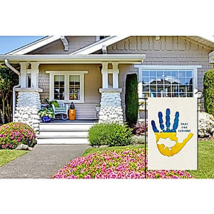 Haustalk Pray for Ukraine Garden Flags Double Sided Ukrainian National Garden Flag Ukraine Polyester Flag for Yard House Decor 12x18