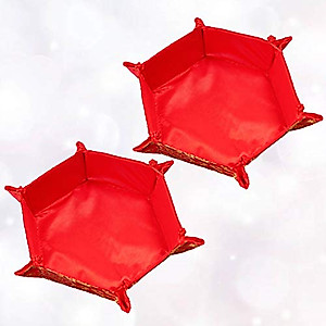 Luxshiny Chinese Candy Container 2pcs Chinese Wedding Candy Plate Snack Serving Tray Appetizer Tray Serving Plates New Year Spring Festival Decor Dried Food Plate