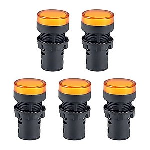 uxcell 5Pcs Yellow Indicator Light AC/DC 24V, 22mm Panel Mount, for Electrical Control Panel, HVAC, DIY Projects