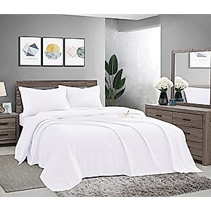 Ersmak Bright White Queen Sheets Set (4 Piece), Super Soft Brushed Microfiber Bed Sheets with 16 Inch Deep Pocket, Egyptian Quality Luxury Bedding Set