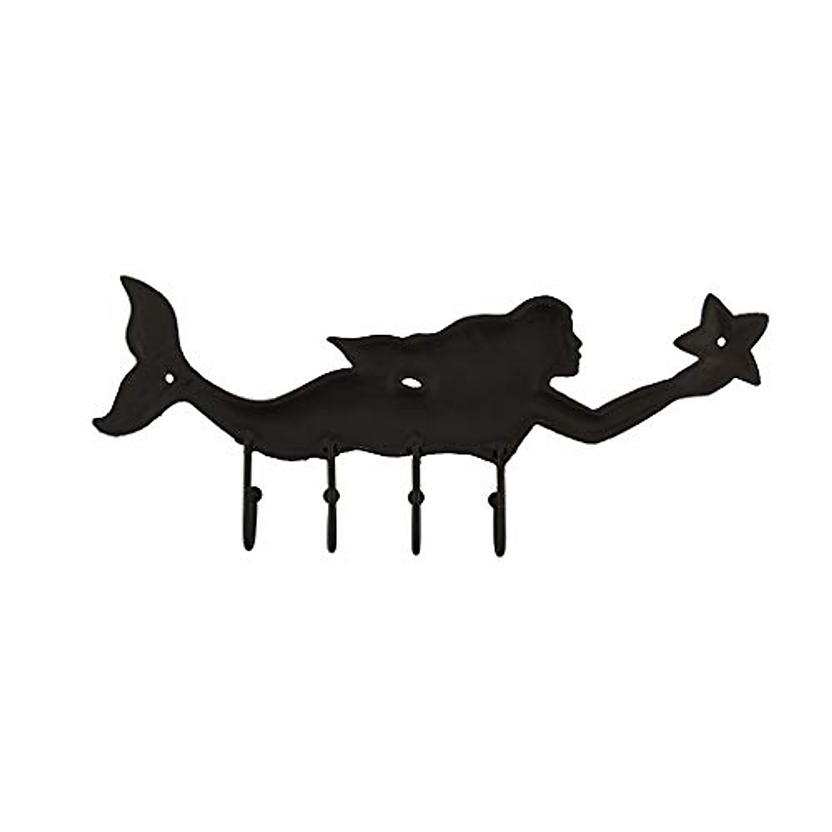 Zeckos Swimming Starfish Mermaid Cast Iron Wall Hook
