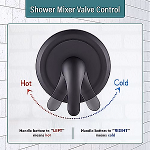 KEWEAI Bathroom Rainfall 8 Inch Shower System Angle Adjustable Circular Rain Shower Head Wall Mount with Curved Extension Arm with Pressure Balance Valve Single Function Matte Black