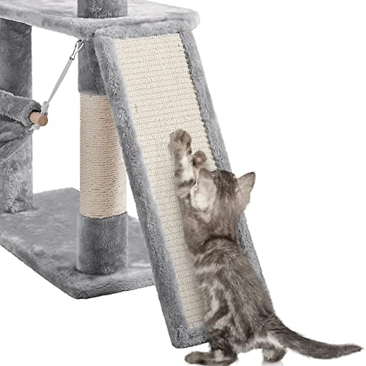 Yaheetech 70 inches Stable Cat Tree with Padded Platform, Replaceable Dangling Balls, Hammock, Basket and Condo, Cat Tower Furniture for Kittens, Cats and Pets