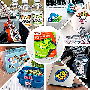 Printable Vinyl Sticker Paper for Inkjet Printer - Matte White - 15 Self-Adhesive Sheets - Waterproof Decal Paper - Standard Letter Size 8.5"x11"