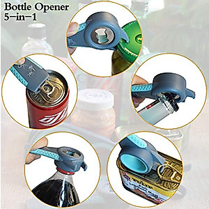 Inaouril Jar Opener Gripper, 5 in 1 Multi Functional Can Opener Bottle Opener Kitchen helper Kit with Silicone Handle Easy to Use for Children, Elderly Weak Hands and Arthritis Sufferers Set of 2