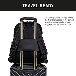 Kenneth Cole REACTION Women's Sophie Backpack Silky Nylon Laptop & Tablet RFID Bookbag, Black, One Size