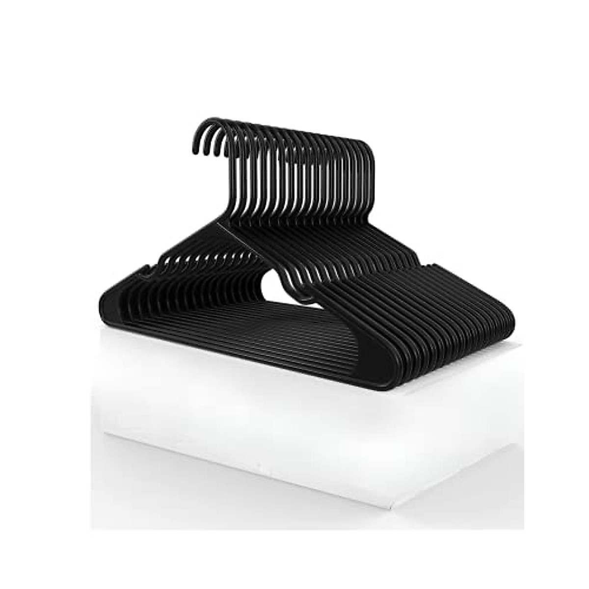 Plastic Luxury Hangers Black Black Velvet Non -Slip Clothes Hangers-Pack of 55 - Ultra Slim & Space Saving - Heavy Duty with 360 Degree Black Swivel Hook for Clothing, Suit, Top (Black Hangers)