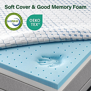 VISCOFLEX 4 Inch Firm Memory Foam Mattress Topper Queen Size, Gel Infused Bed Topper with High Density Support Foam-Relieve Back Pain with Ultra Comfy Cover