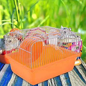 ULTECHNOVO Chinchilla Cage Hamster Carrier Guinea Pig Travel Cage with Wheel and Water Bottle- Small Animal Cage Small Devil Hamster Carry Cage Guinea Pig Toys Hamster Enclosure