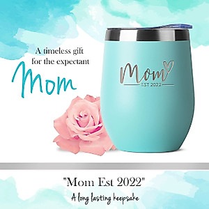 New Mom Gifts for Women - Pregnancy Gifts for First Time Moms to Be Gift - Mom Est. 2022 Spa Bath Box Set w/ Mint Tumbler - First Mothers Day Gifts for New Mom