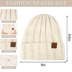 Womens Winter Warm Knit Beanie Hat Touchscreen Gloves Long Neck Scarf Set with Fleece Lined Skull Caps Gifts for Women Men