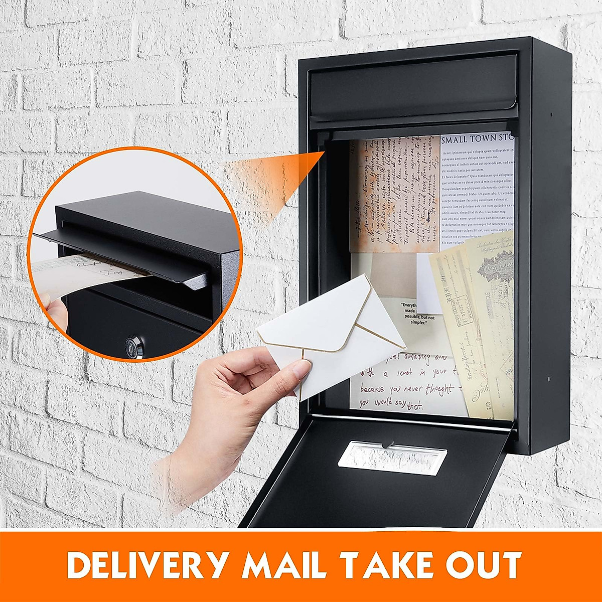 Gisafai 2 Pcs Mailboxes for Outside Wall Mount Large Donation Suggestion Box for Mailbox Postbox Letters Newspapers Rust Proof with Slot Steel, 12.68 x 8.54 x 3.31 Inch, Black(Key Lock)