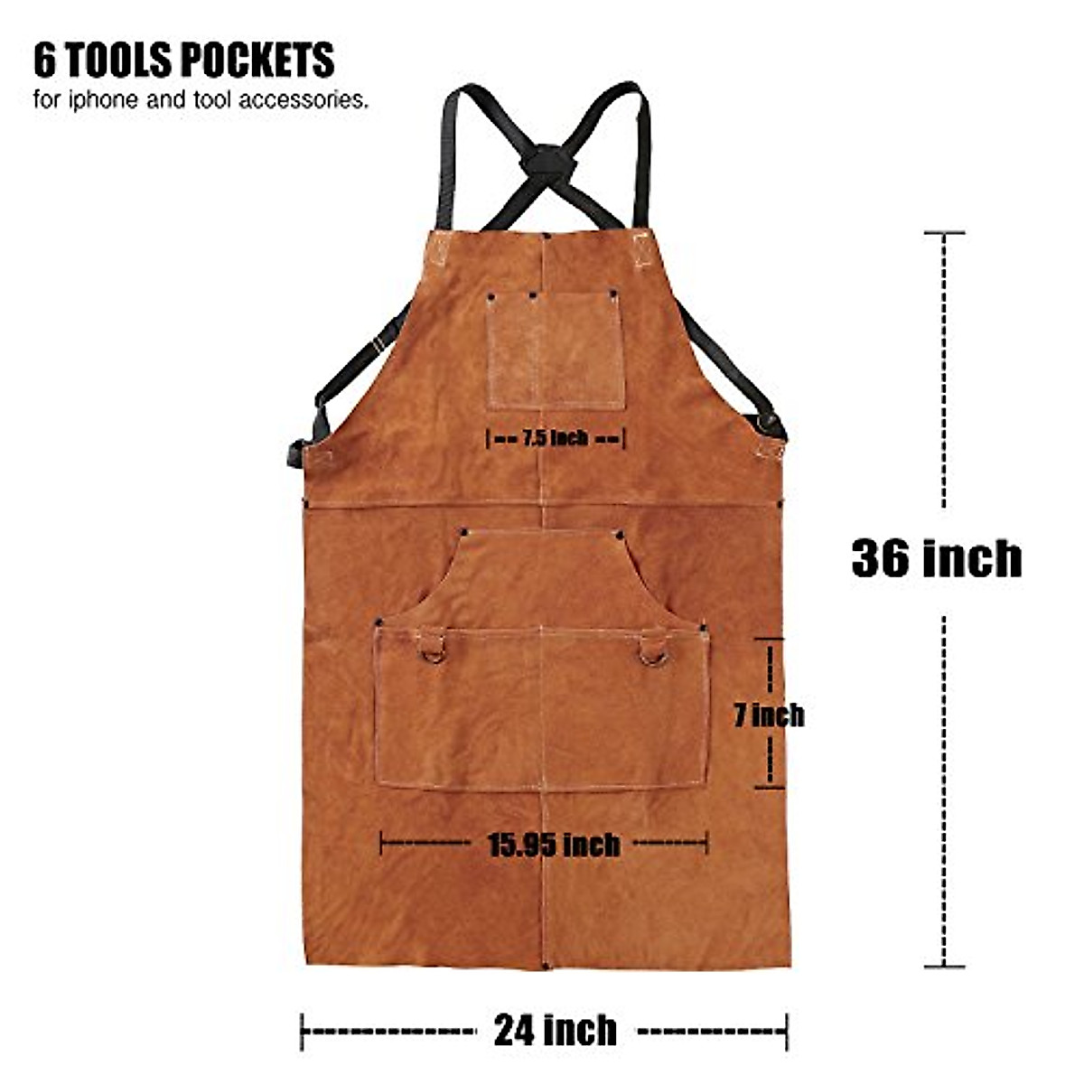 Welding Apron for Men with Welding Gloves - Heat & Flame-Resistant Leather Work Shop Blacksmith Aprons, 24" X 36", Adjustable M to XXXL